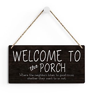 SENJIAN Rustic Porch Wood Decor Sign, Welcome to the Porch Printed Wood Sign Wall Art, Hanging Door Sign, Decorative Wood Sign Home Decor 12" x 6"