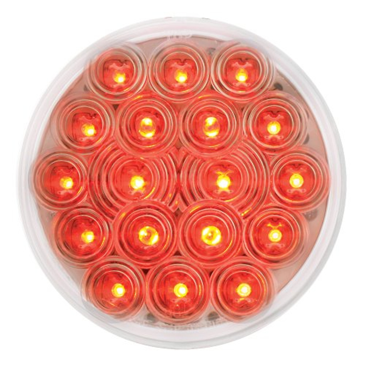 GG Grand General 76016 4 Inches Fleet Red/Clear 18 LED 3 Pin Round Plug Stop/Turn/Tail Sealed Light