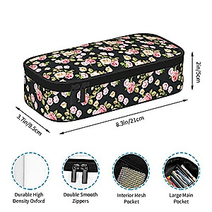 Gocerktr Floral Pencil Case Large Capacity Pencil Bag Double Zippers Pen Bag with Compartments Multifunction Makeup Bag for Women