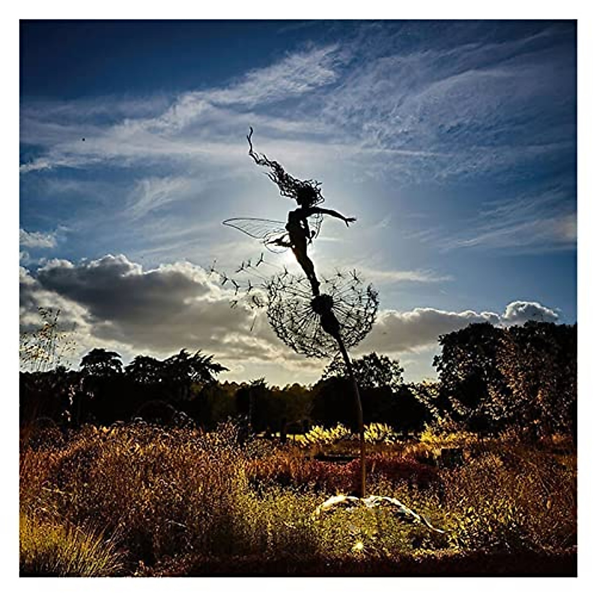 XXDONG LXRZLS Garden Miniature Sculpture Dancing Fairy Statue Mythical Steel Wires Fairy Garden Dandelion Figurine Fairies Pixies Yard Decor (Color : F)