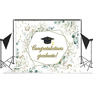 Lofaris Class of 2023 Graduation Backdrop Greenery Congratulations Graduates Background Green Eucalyptus Congrats Grad Prom Party Decor Cake Table Banner Photo Booth Props 7x5ft