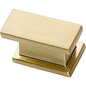 Southern Hills Satin Brass Cabinet Knobs - Rectangle - Pack of 5 - Brushed Gold Kitchen Cabinet Knobs - Cabinet Hardware Pulls - SHKM001-BRS-5