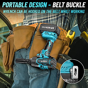 Seesii 1000Nm(738ft-lbs) High Torque Cordless Impact Wrench, 1/2 Brushless Battery Impact Gun w/ 5.0Ah Battery,Fast Charger, 5pcs Sockets & Storage Tool Box, Electric Impact Wrench for Car Truck,WH750