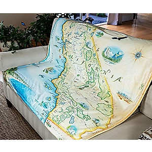 California State Map Fleece Blanket - Hand-Drawn Original Art - Soft, Cozy, and Warm Throw Blanket for Couch - Unique Gift - 58"x 50"