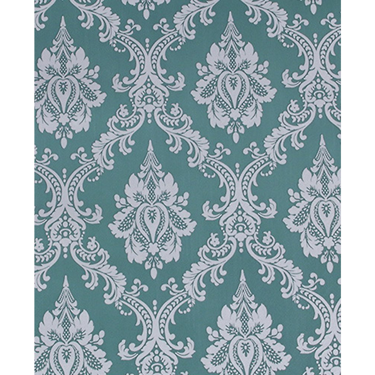 Teemall Self-Adhesive Wallpaper Light Green Damask Removable PVC Shelf Drawer Liner Home Decor 17.7 Inch by 9.8 Feet Sticker