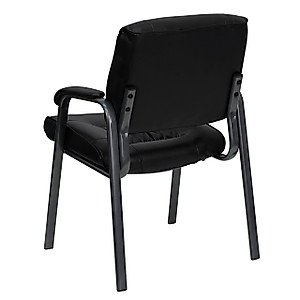 Flash Furniture Haeger Black LeatherSoft Executive Side Reception Chair with Titanium Gray Powder Coated Frame