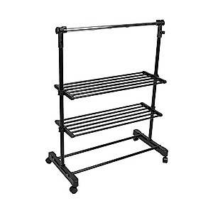 Mind Reader Rolling Garment Rack with 3 Shelves, Silver/Black