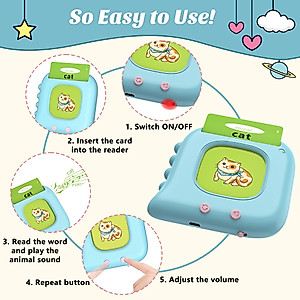 Talking Flash Cards for Toddlers with 224 Sight Words, Toddler Toys for Ages 1 2 3 4 5 Years Old Boys, Pocket Speech Therapy Toys, Autism Sensory Toys, Montessori Educational Learning Toys Gifts