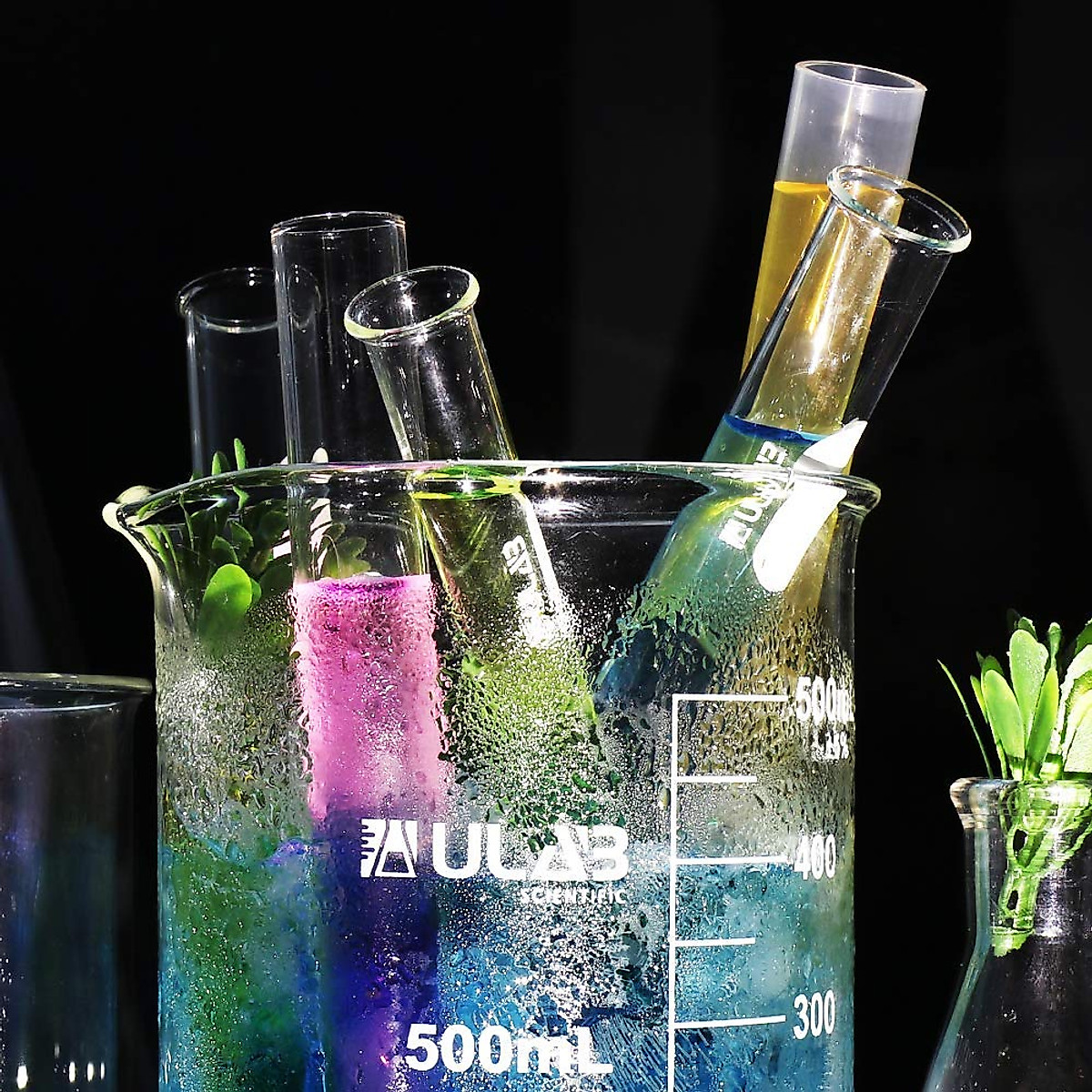 ULAB Scientific Glass Test Tubes with Autoclavable Caps, Vol.10ml, 16x100mm, Medium Borosilicate Glass Material, Pack of 20, UTT1009