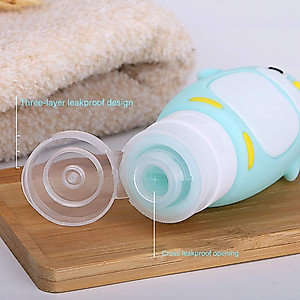 Heicat Travel Bottles Set for Liquids, TSA Approved Leak Proof Silicone Cosmetic Travel Containers, for Shampoo, Conditioner, Lotion, Toiletries 3OZ (Penguin)