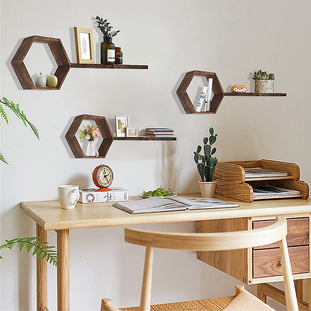 Jiofaviu 6 PCS Floating Shelves Set for Wall Décor, Wall Mounted Cube, Farmhouse Style Floating Shelf for Living Room, Bedroom, Home Decor Furniture