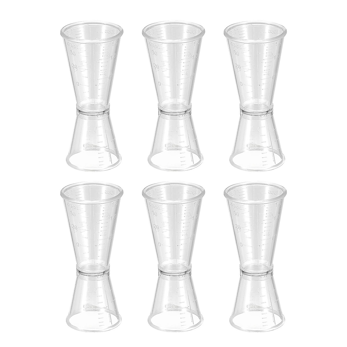 uxcell Measuring Cup 40ml/20ml PC Plastic Double Head Beaker Clear for Lab Kitchen Liquids 6Pcs