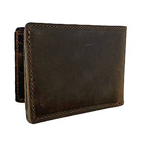 Anthology Gear Minimalist Bi-fold Leather Wallet - with Guitar Pick Holder Full Grain Leather (Whiskey Brown)