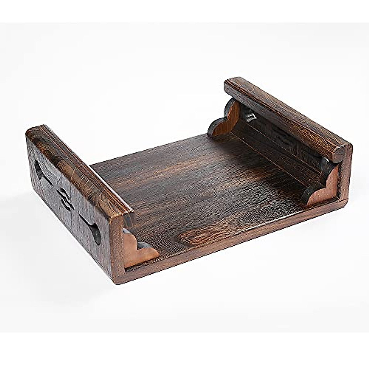 SINOBEST Low Wood Stool, Rectangular Bed Step Stool, Large Surface Step Ladder for Kitchen & Bathroom, Foot Rest Stool Under Desk, Portable Bed Table for Laptop and Tea