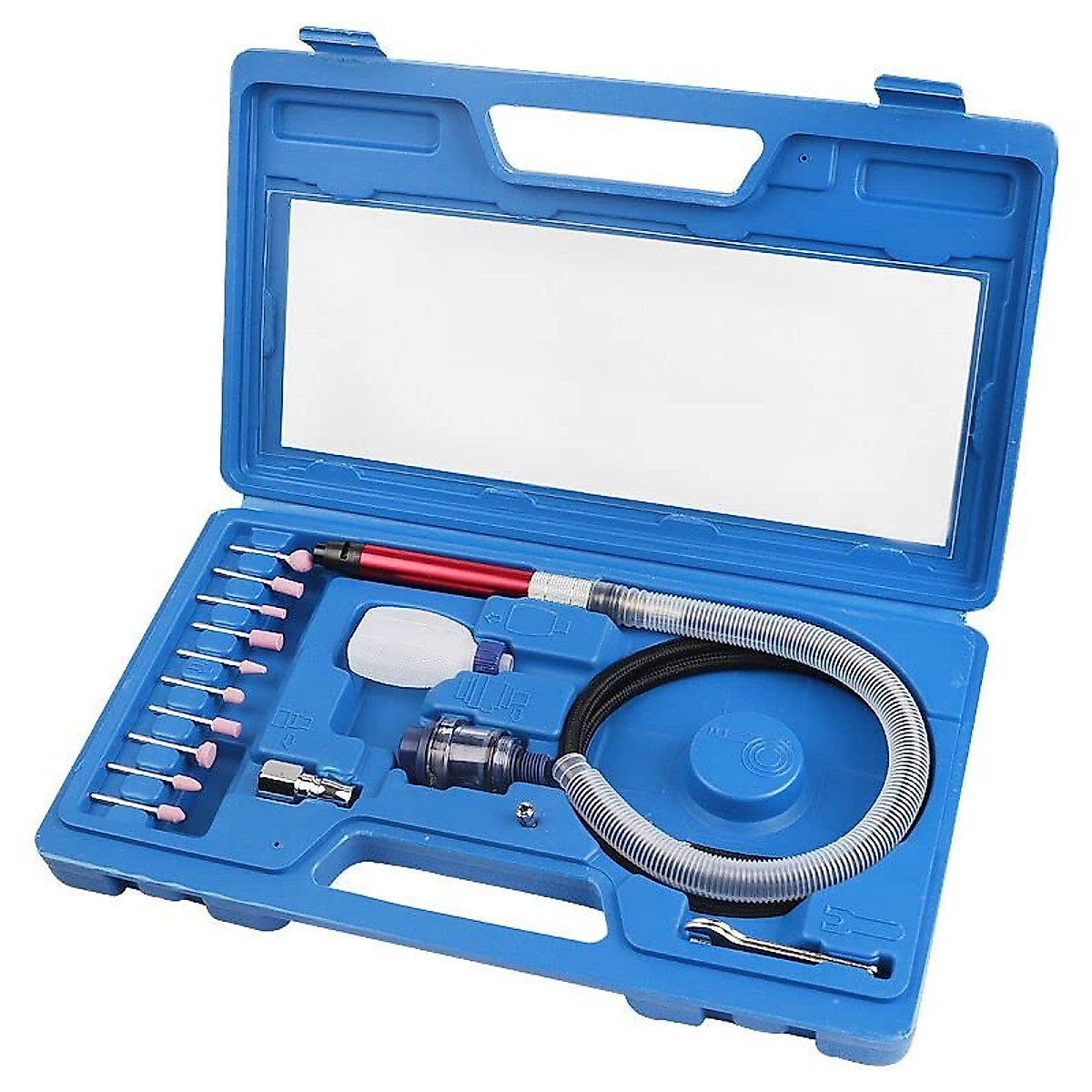 VOTOER 1/8" (3mm) Pneumatic Air Micro Die Grinder Polishing Tool Kit, 3mm Chuck Pencil Type Rotary Engraving Cutting Grinding Tool Set, 58000RPM, 90psi