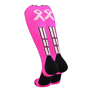 MadSportsStuff Triumph Pink Ribbon Awareness OTC Socks (Neon Pink/Pale Pink, Small)