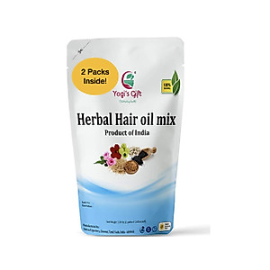 Yogi’s Gift | Ayurvedic Herbal Hair Oil Mix | 75 g x 2 packs | 18 Essential Herbs For Growth | 100% Natural Product Of India