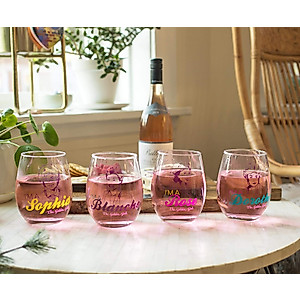 Silver Buffalo The Golden Girls Stemless Wine Glass Collectible Set of 4 | Each Holds 20 Ounces