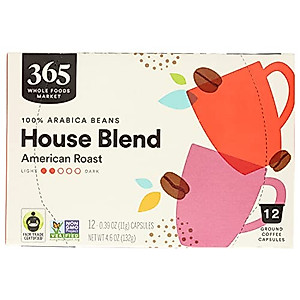 365 by Whole Foods Market, Coffee House Blend American Roast Pods 12 Count, 4.6 Ounce