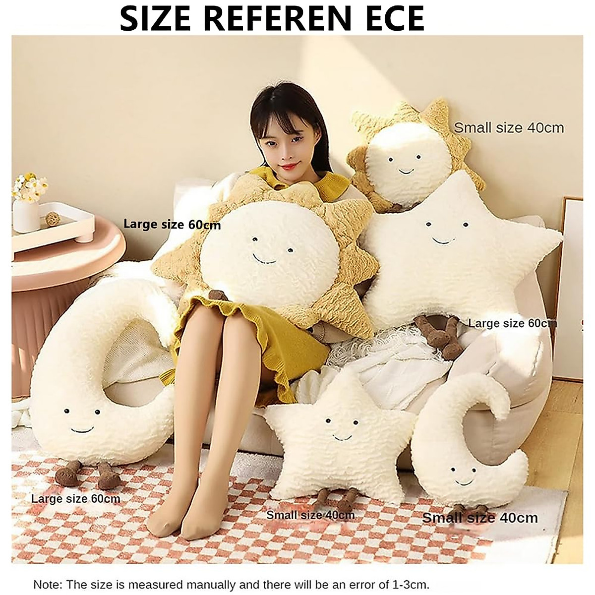 Sun Plush Pillow |Home Decor Soft Cushion |15inch Creative Sun and Star Moon Shape Plush Toys|for Children's Room Decoration or Birthday Gifts for Children and Girls (Sun)