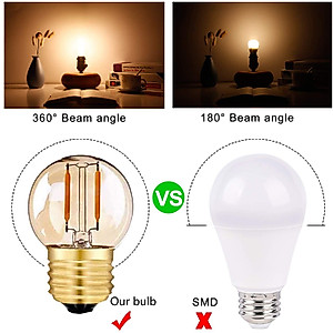LDCHIUEN G40 G14.5 E26 LED Bulb Amber 1W Low Watt Edison Bulb 10 Watt Warm White 2200K Vintage LED Globe Night Light Bulb for Ceiling Fan, Chandelier, Vanity Light Bulb 6Pack