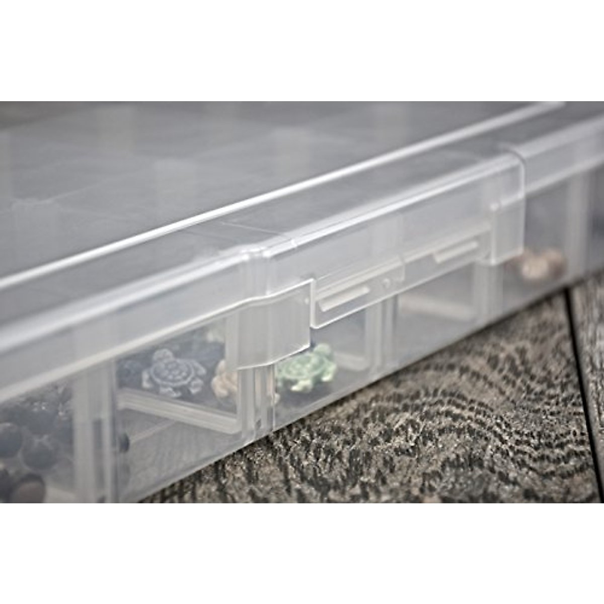 SE Large Plastic Translucent Storage Container with 18 Adjustable Sections - 87064DB