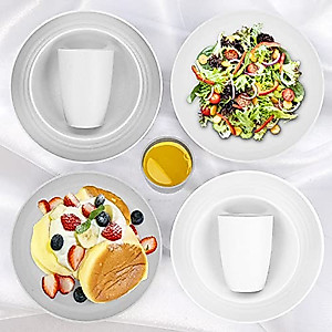 Wheat Straw Dinnerware Sets - Unbreakable Dinnerware Dishes Set for 4 (28-Pc) - Adult & Kids Plates and Bowls Sets - Plastic Plates Reusable, Cups, Cereal Bowls - Microwave Safe
