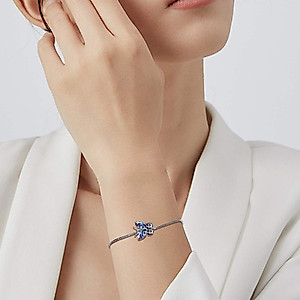 Hipunk Butterfly Mystic-Rainbow-Topaz Bracelets Birthstone Women 925 Sterling Silver Fire-Topaz Birth Stone Animal Butterflies Adjust Link Bracelet Crystal Birthday Jewelry SB0001C