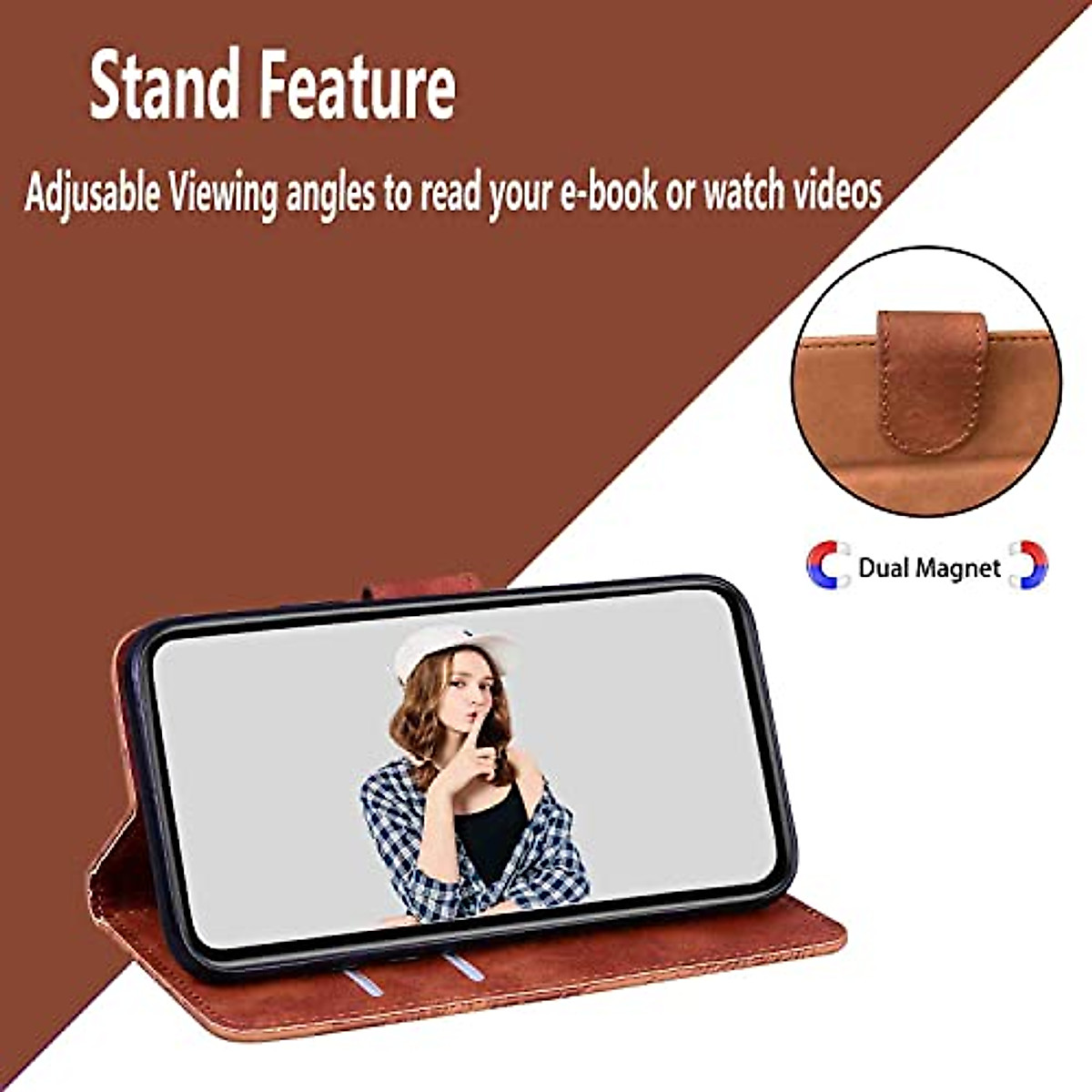 SHOYAO Phone Cover Wallet Folio Case for Sony Xperia 1 III, Premium PU Leather Slim Fit Cover for Xperia 1 III, Horizontal Viewing Stand, Perfect Match, Brown