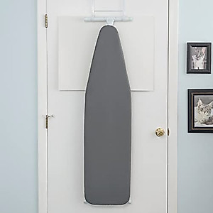 Ironing Board Full Size; Made in USA by Seymour Home Products (Solid Grey) Bundle Includes Cover + Pad | Iron Board w/Steel T-Legs Adjustable Tabletop up to 35" High; Perforated Top for Steam Flow