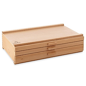 7 Elements 3 Drawer Wooden Artist Storage Supply Box for Pastels, Pencils, Pens, Markers, Brushes and Tools