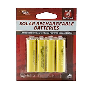 Alpine Corporation AA Ni-CD Replacement Rechargeable Batteries for Solar Powered Garden Lights, Set of 4