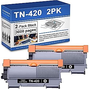 TcxLink (2 Pack) TN-420 TN420 Toner Cartridge Replacement for Brother TN420 DCP-7065D MFC-7860DW HL-2240D HL-2280DW HL-2130 HL-2132 Printer Toner.