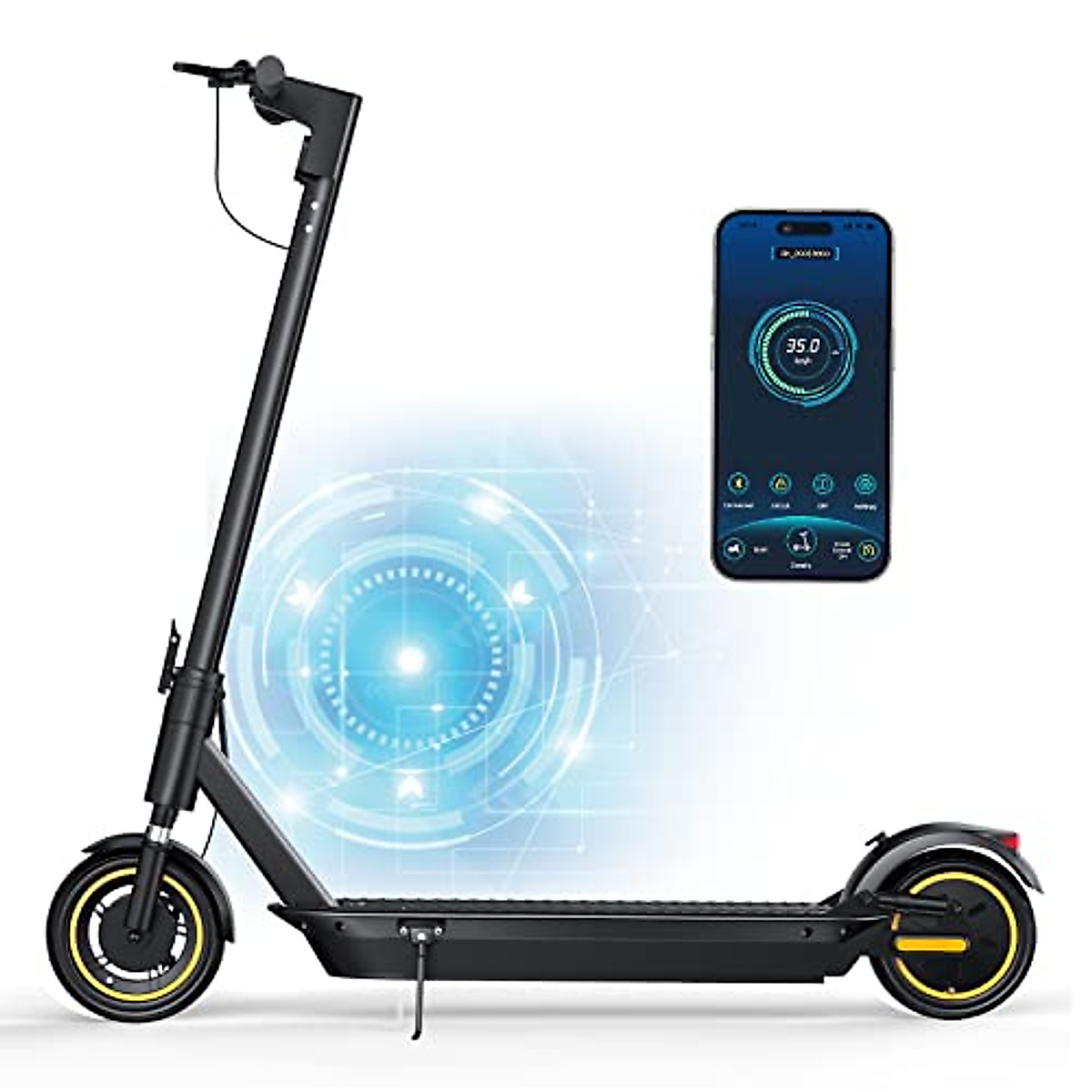 Aovopro ESMAX Electric Scooter, 27 Miles Range, Upgraded 500W Motor, 21 MPH Speed,10" Anti-Puncture Self-Sealing Air Tyre, Portable Commuting Electric Scooter for Adults