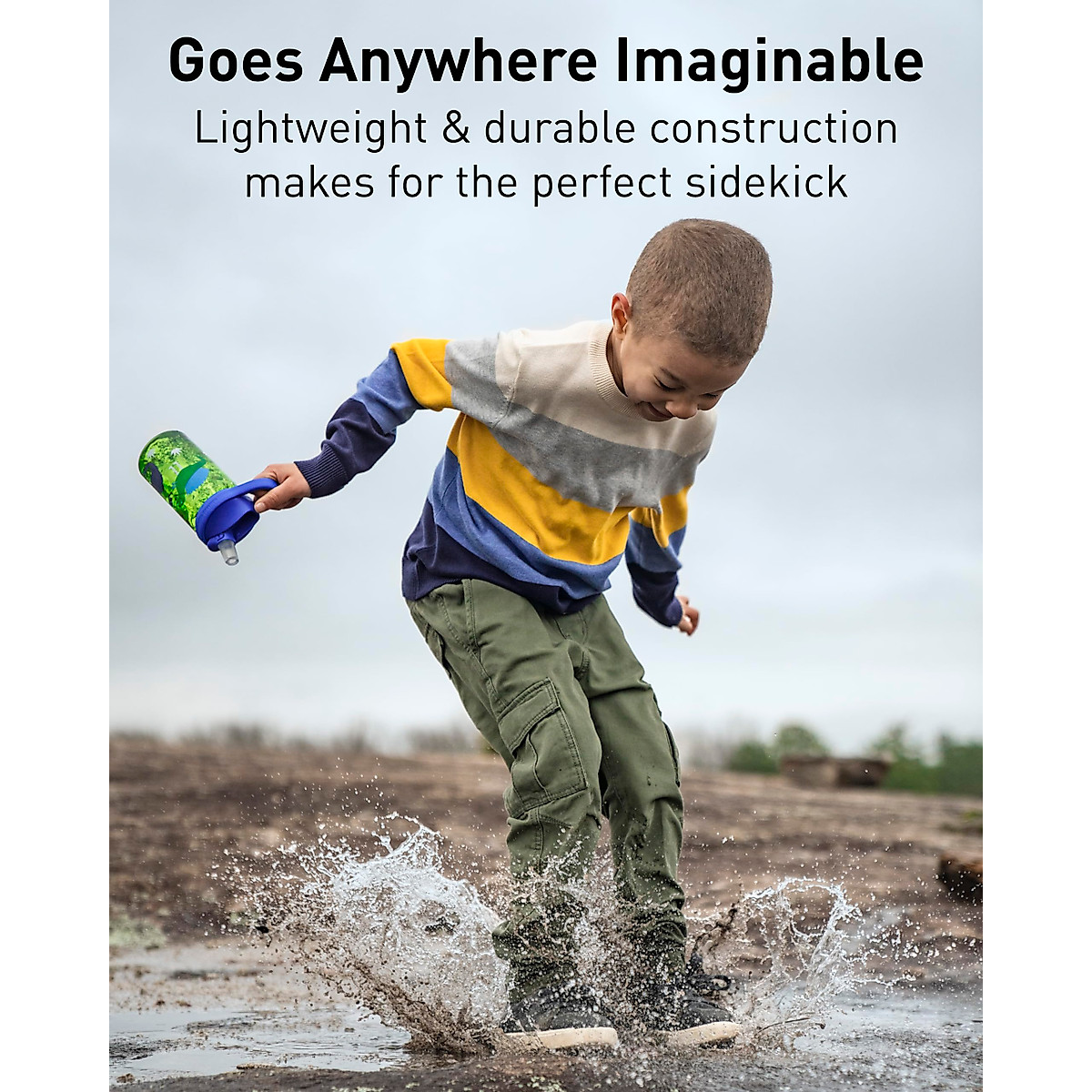 CamelBak eddy+ 14oz Kids Water Bottle with Tritan Renew – Straw Top, Leak-Proof When Closed, Rainbow Floral