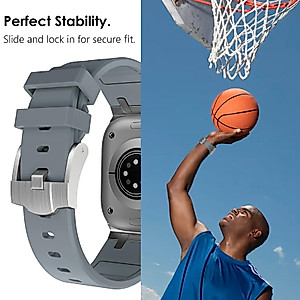 WINGLE Apple Watch Band Ultra - 49mm, 46mm, 45mm, 44mm, 42mm for Men - Series 10, 9, 8, 7 SE, 6, 5, 4 - AP Liquid Silicone Rubber Band for iWatch 3, 2, 1 - Metal Adapter - Luxury Cool Sport Strap