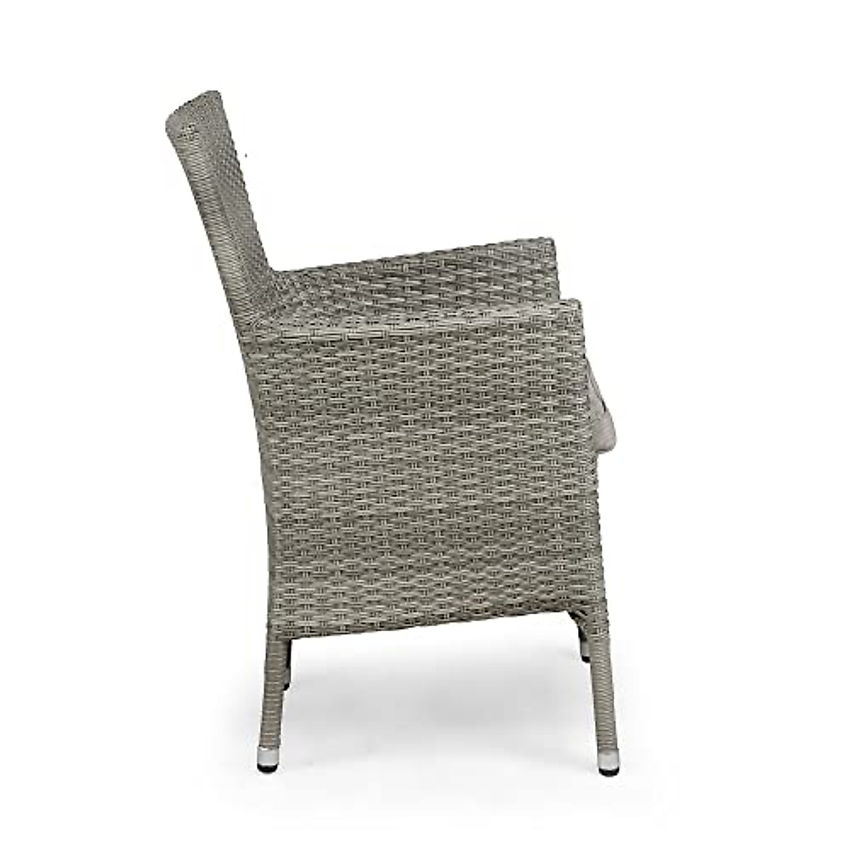 Muse & Lounge Co. Pecos Transitional Metal and All-Weather Wicker Patio Armchairs with Cushion, Set of 2 for Outdoor, Poolside, Garden, Yard, Gray