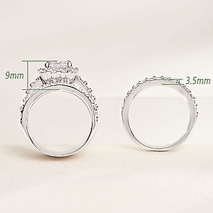 Wuziwen 4Ct Princess Engagement Ring Wedding Rings Set for Women 5A CZ 925 Sterling Silver Size 11