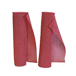 2 Pack Red Anti-Slip Mat Rug Non Skid - Shelf and Drawer Liner Trim to Fit 12 inch x 60 inch Each Roll