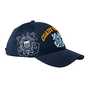 United States Coast Guard Emblem Blue Embroidered Adjustable Baseball Cap (Blue Standard)