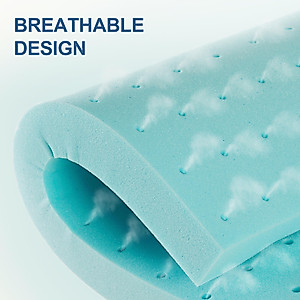 Eiayeebil 3 Inch Memory Foam Mattress Topper Full, Mattress Pad Gel Infused Foam Bed Topper, Ventilated Soft Blue,Full Size