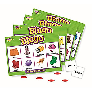 Trend Enterprises: Picture Words Bingo Game, Exciting Way for Everyone to Learn, Play 6 Different Ways, Perfect for Classrooms and at Home, 2 to 36 Players, for Ages 5 and Up