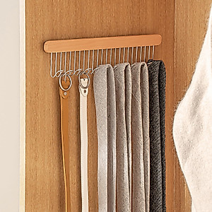 Pull Out Belt Rack for Closet, Sliding Hooks Hanger Rack for Bras Ties Tank Top Scarf Jewelry, Space Saving Organizr for Wardrobe Cabinet, Left Side 8 Hooks Rail, 2 Pcs