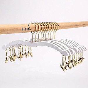 Besser 10 Pack Lingerie Hangers with Gold Metal Clips,Imitation Wood Grain Bralettes Bikini Hangers,Plastic Material Hangers for Bras,Tank Tops,Bralettes, Bikini