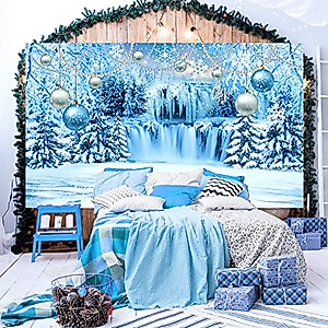 DUAIAI Christmas Decorations, Durable Fabric Winter Wonderland Backdrop Banner for Holiday Party Decor Photography Supplies - 82.7inchx59.1inch