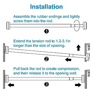 TEECK Shower Curtain Rod, 48-85 Inch Adjustable Tension Spring, Premium Stainless Steel, Anti-Slip, No Driling, No Rust, for Bathroom,Silver,Easy to use