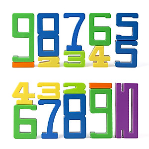 DIPALENT Montessori Number Blocks, 30 PCS STEM Math Building Stacking Blocks, Educational Numbers Blocks Set Includes Activity Cards (All 74 PCS Set)