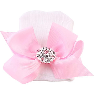 DRESHOW BQUBO Newborn Hospital Hat Infant Baby Hat Cap with Big Bow Soft Cute Knot Nursery Beanie