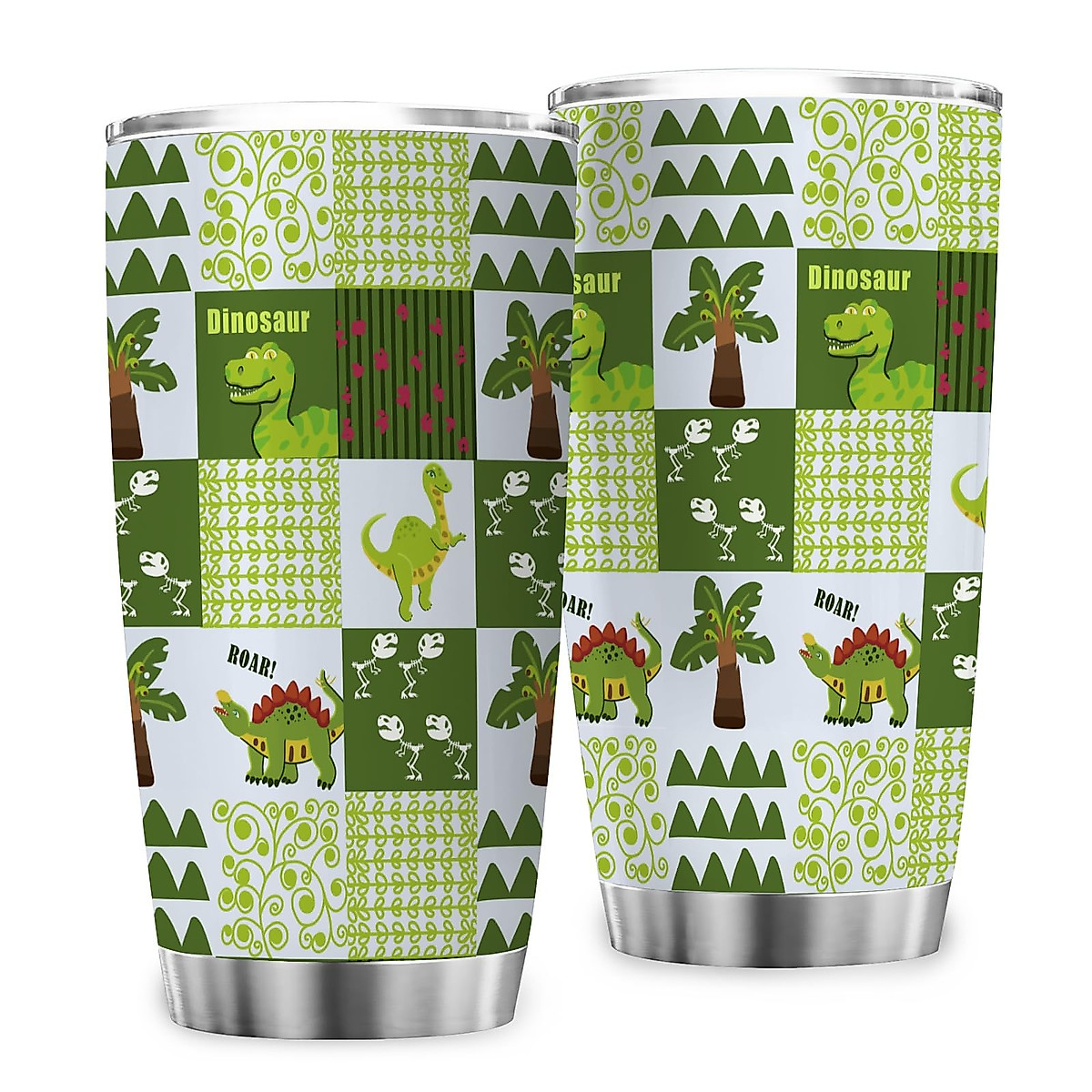 Tumbler Cartoon Dinosaur Tree Stainless Steel Coffee Travel Mug With Flip Lid Leak Proof Travel Tumbler Hot And Cold Drinks Thermal Cup Tea Wine Cups For Office Cartoon Dinosaur Tree 20oz