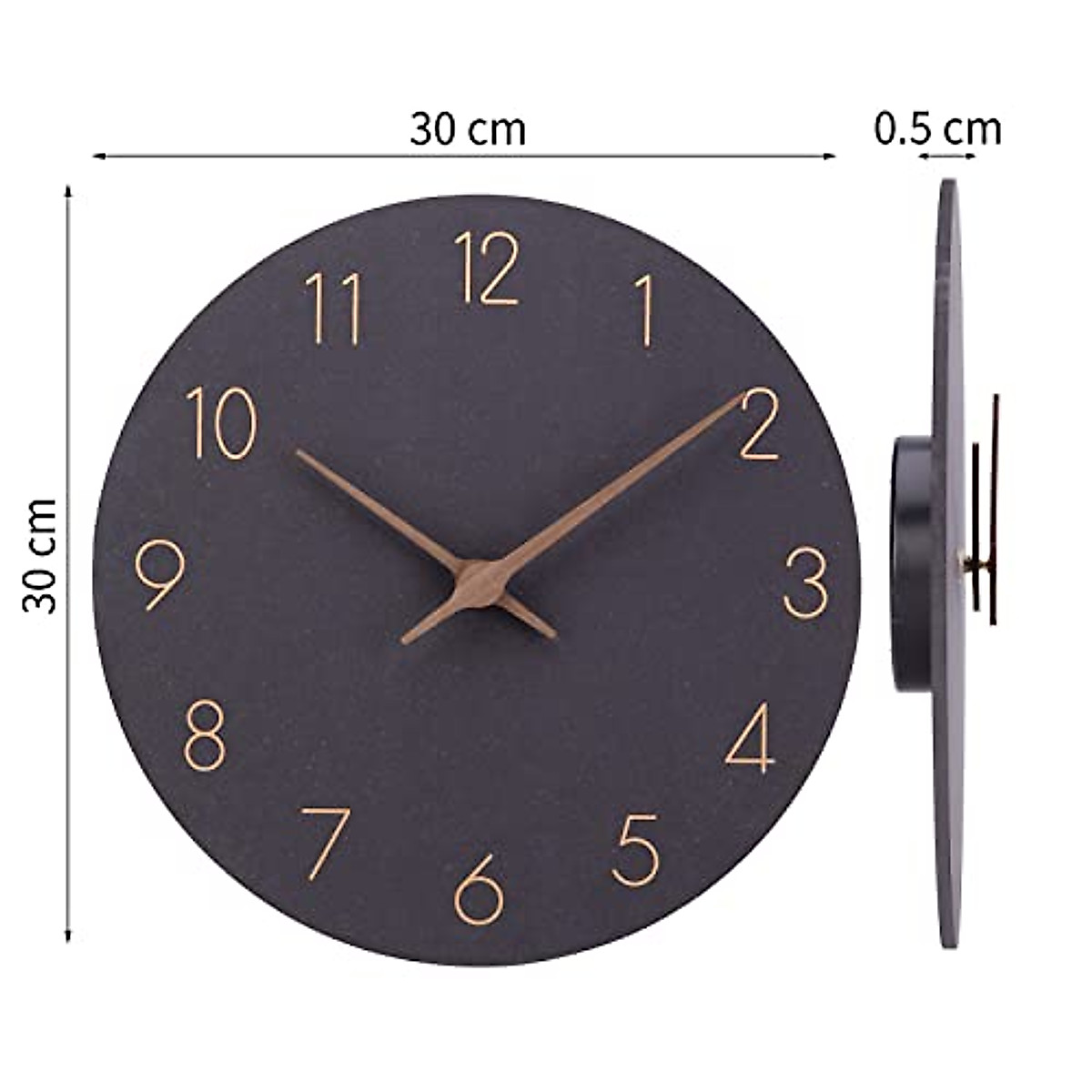 Wall Clock - 12 Inch Silent Wall Clocks Battery Operated Non-Ticking Simple Modern Wood Black Decorative Retro Clocks Decor for Bedroom Living Room Kitchen Home Office Bathroom